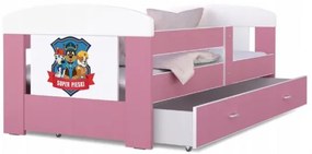 Dětská postel 180 x 80 cm FILIP RŮŽOVÁ vzor SUPER PSI Rozměry postele: 180x80 cm