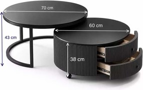 LuxuryForm DESIGN Konferenční stolek ROYAL 80 / 60 cm – mramorový dekor tmavý (set 2 ks)