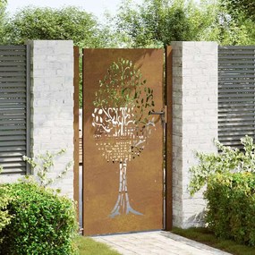 Zahradní branka 100 x 175 cm z cortenové oceli, design stromu 153218