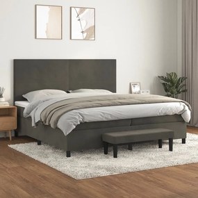 Box spring postel s matrací tmavě šedá 200x200 cm samet 3137744