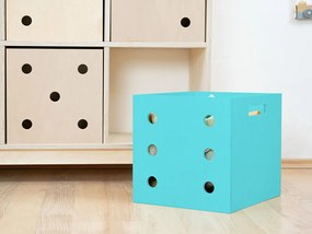Benlemi Dřevěný úložný box DICE s čísly ve stylu hrací kostky Zvolte barvu: Tyrkysová, Zvolte variantu: Dvojka