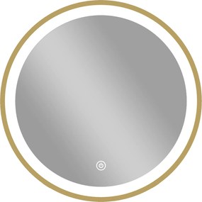 HOMCOM LED koupelnové kulaté zrcadlo 40 cm, nástěnné osvětlené zrcadlo se 3 barevnými teplotami, stmívatelné, zlaté
