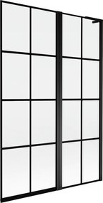 Mexen Mist L, 2-křídlová vanová zástěna, pravá 120 x 150 cm, černá mřížka, černá - 8A9L-120-011-70-77-P