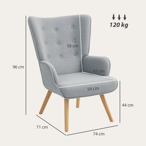 HOMCOM Křeslo s Boucle Potahem, Moderní Čalouněné Křeslo se Dřevěnými Nohy, Ergonomické Opěradlo a Područky, pro Jídelnu, Obývací Pokoj, Ložnici, Kan…