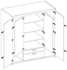 Šatní skříň ELENA 4D 2S | 176,3 cm | bílá