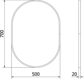 Mexen Loft, oválné koupelnové zrcadlo 70 x 50 cm, barva rámu černá matná, 9851-070-050-000-70