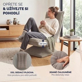Lenoška ABERDEEN CORD, žebrovaný potah, 87×60×105 cm, šedohnědá (taupe) Casaria