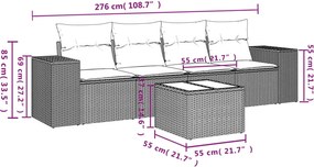 5dílná zahradní sedací souprava s poduškami černá polyratan 3222285