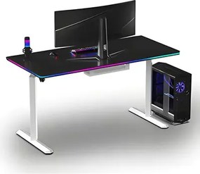 ULTRADESK Quest bílá černá / Herní stůl / 140 x 70 cm / 72-120 cm / el