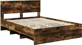 Rám postele s čelo Kouřový dub 160 x 200 cm Kompozitní dřevo 3408834