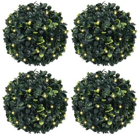 Umělé buxus koule s LED světly 4 ks zelené 12 cm 3335894