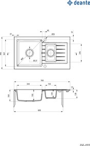 Deante Dřez Zorba 1,5 komory s odkapávačem, granit - ZQZ 2513 grafit