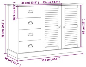 Příborník se zásuvkami VIGO I - 113x40x75 cm - masivní borovice | šedá