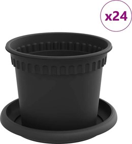 Květináče 24 ks Černá Plast 3403266