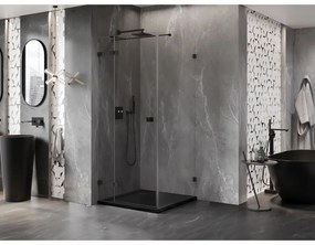 Mexen Lunar T, sklápěcí sprchový kout levý 120 x 120 cm, 8mm čiré sklo, černý profil, 834T-120-120-70-00-L