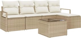 Set pohovek 6 ks Béžová a krémová polyratan 3355020