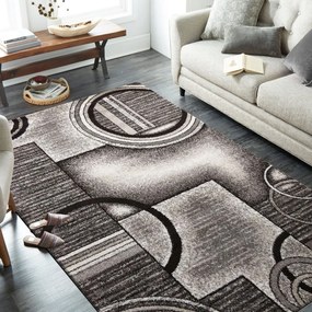 Moderní koberec s motivem kruhů šedé barvy Šířka: 160 cm | Délka: 220 cm