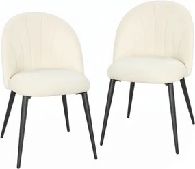 HOMCOM 2ks jídelní židle Akcentní židle Stolní židle, Retro design, vzhled sametu, 52 cm x 55 cm x 79 cm, Krémově bílá