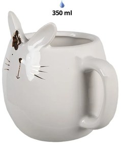 Bílý porcelánový hrneček ve tvaru králíčka Rabbit - 13*10*11 cm / 350 ml