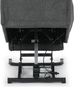 TV křeslo KONRAD s elektrickým polohováním — látka, šedá, nosnost 150 kg