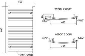 Mexen Helios, elektrické topné těleso 800 x 500 mm, 600 W, bílá, W103-0800-500-2600-20