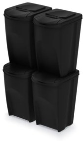 MAXIVA Sada 4 odpadkových košů - SORTIBOX IV, 4x35 l Barva: černá