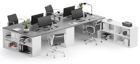 PLAN Kancelářský psací stůl s úložným prostorem BLOCK B05, bílá/grafit