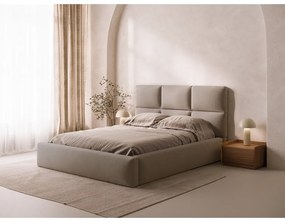 Světle hnědá čalouněná dvoulůžková postel s úložným prostorem s roštem 160x200 cm Libera – Windsor &amp; Co Sofas