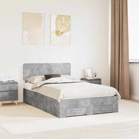 Rám postele s čelo Betonově šedá 135 x 190 cm Kompozitní dřevo 3412385