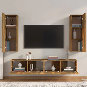 4dílný set TV skříněk kouřový dub kompozitní dřevo 3114203