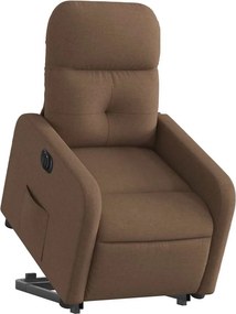 Elektrické zvedací polohovací křeslo hnědé textil 3206817