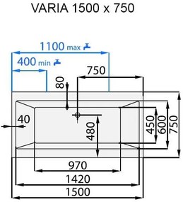 Santech Varia - Vana oboustranná 1500x750mm SAVAR150