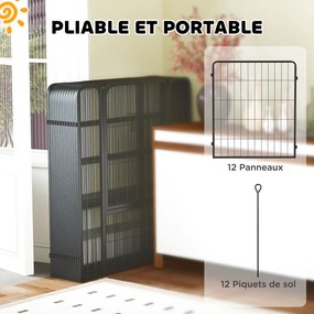 PawHut psí hračka, skládací modulární výběh pro psy, přenosná ocelová konstrukce 80H cm s 2 dveřmi, plot pro malé a střední psy, vnitřní a venkovní p…