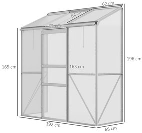 PEPU outsunny Skleník ke zdi polykarbonát 192 x 68 x 196 cm