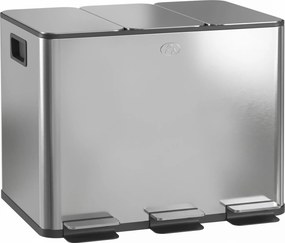 HOMCOM 3-komorový 20L kuchyňský pedálový koš se 3 tiše zavírajícími víky z nerezové oceli a PP, 61,9 x 36,6 x 56,7 cm, Stříbrná