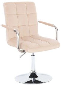 LuxuryForm DESIGN Otočná židle VERONA VELUR na stříbrném talíři - krémová