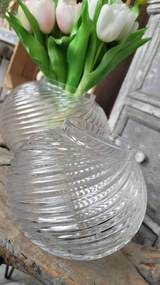Skleněná průhledná váza Stripes L - Ø 20*15 cm