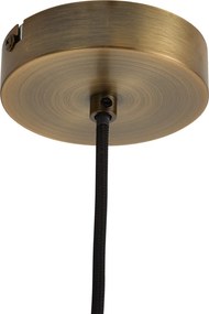 Art Deco závěsná lampa bronzová s jantarovým sklem, 8 světel - Text