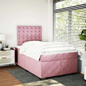 Box spring postel s matrací růžová 120 x 200 cm samet 3293199