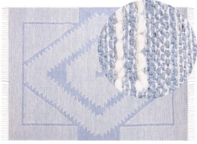 Bavlněný koberec 160 x 230 cm modrý/bílý ANSAR Beliani