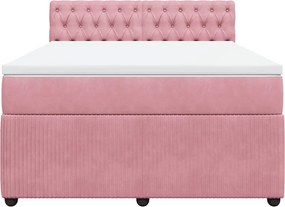 Box spring postel s matrací růžová 160x200 cm samet 3287793