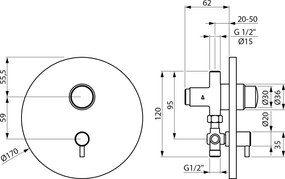 Bruckner Tempor samouzavírací podomítkový sprchový ventil s regulací teploty chrom 937.141.1