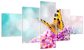 Obraz motýla na květech (125x70 cm)
