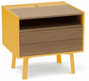 Noční stolek Darken, 50x40x47 cm, dub/okrově žlutá