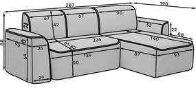 Modrá/krémová rohová pohovka z textilie bouclé (pravý roh/s lenoškou) Ume – ELTAP
