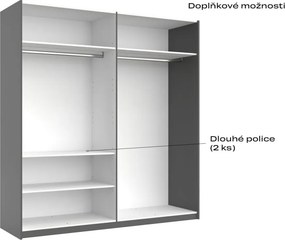 Skříň s posuvnými dveřmi 2,0x2,1m (Dveře Grafit/Zrcadlo) série N Dominika