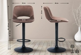 2x Barová židle Camden - samet, černý rám - Hnědá