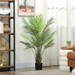 HOMCOM Velká umělá palma 120 cm Umělá rostlina z plastu v květináči pro obývací pokoj, kancelář