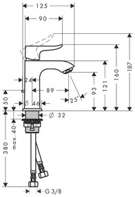Hansgrohe Metris New, umyvadlová baterie s výpustí, chromová, 31088000
