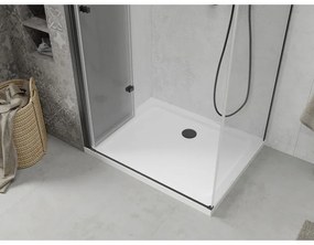 Mexen Lima, sprchový kout se skládacími dveřmi 100 (dveře) x 70 (stěna) cm, 6mm čiré sklo, černý profil + slim sprchová vanička bílá s černým sifonem, 856-100-070-70-00-4010B